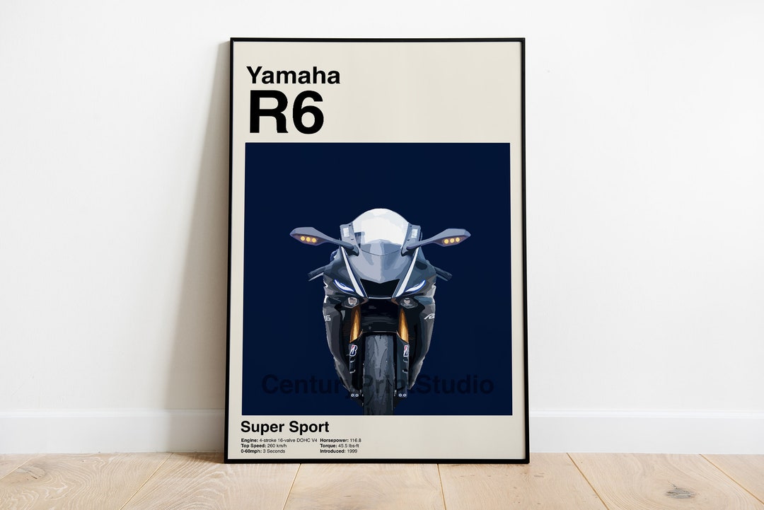 Yamaha R6 Poster, 16 X 24 Motorcycle Minimalist, Mid-century Modern ...