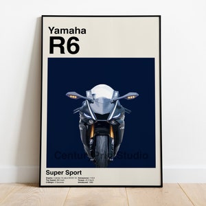 Yamaha R6 Poster, 16 X 24 Motorcycle Minimalist, Mid-century Modern ...