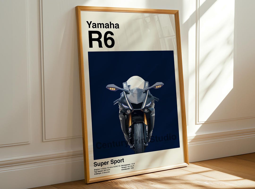 Yamaha R6 Poster, Sportbike Wall Art, Modern Racing Decor, Gift for ...