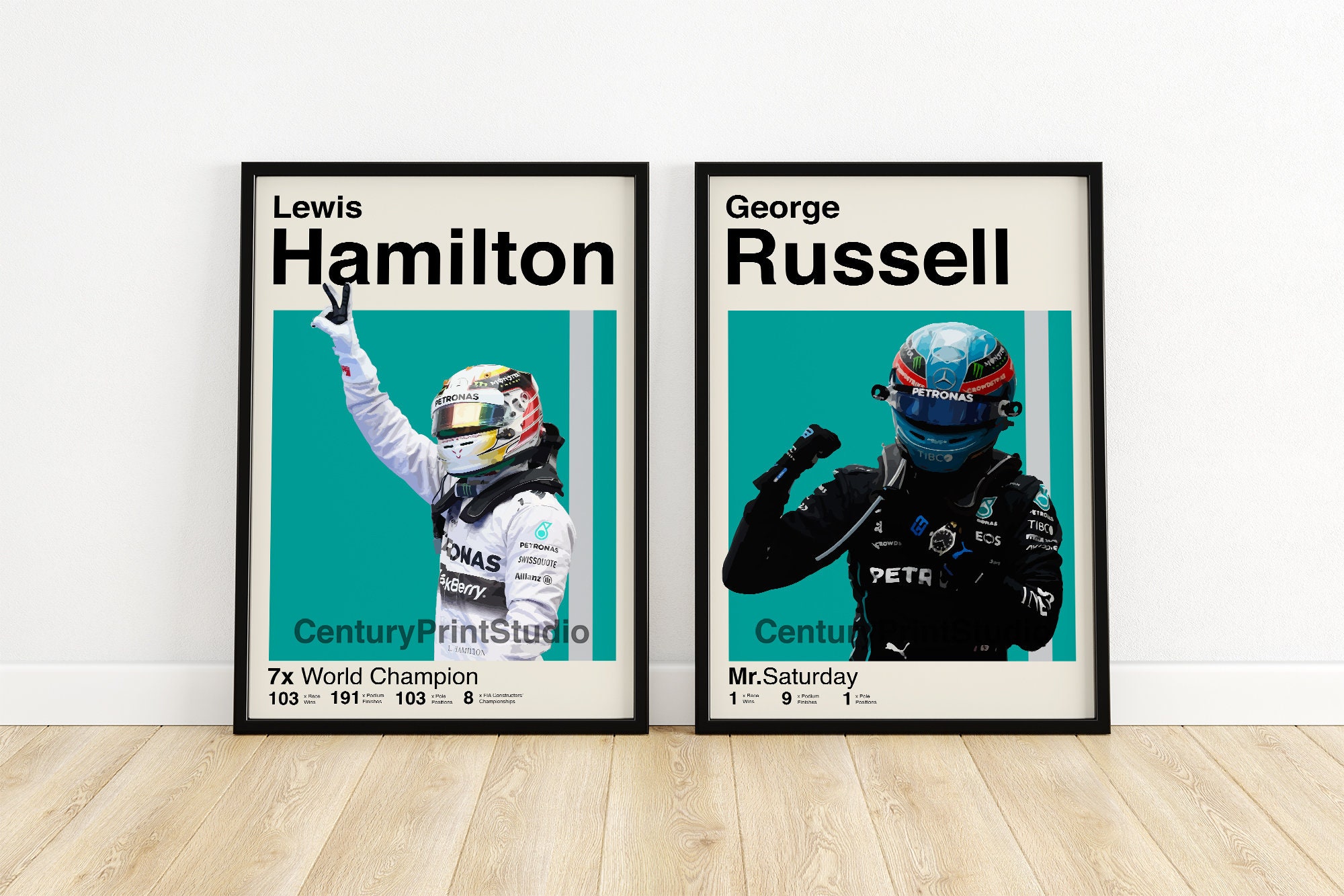 Lewis Hamilton & George Russell F1 Poster, 16 X 24 Ferrari Formula 1 ...