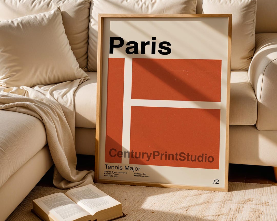 French Open Poster, Tennis Grand Slam Print, Roland Garros, Minimalist ...