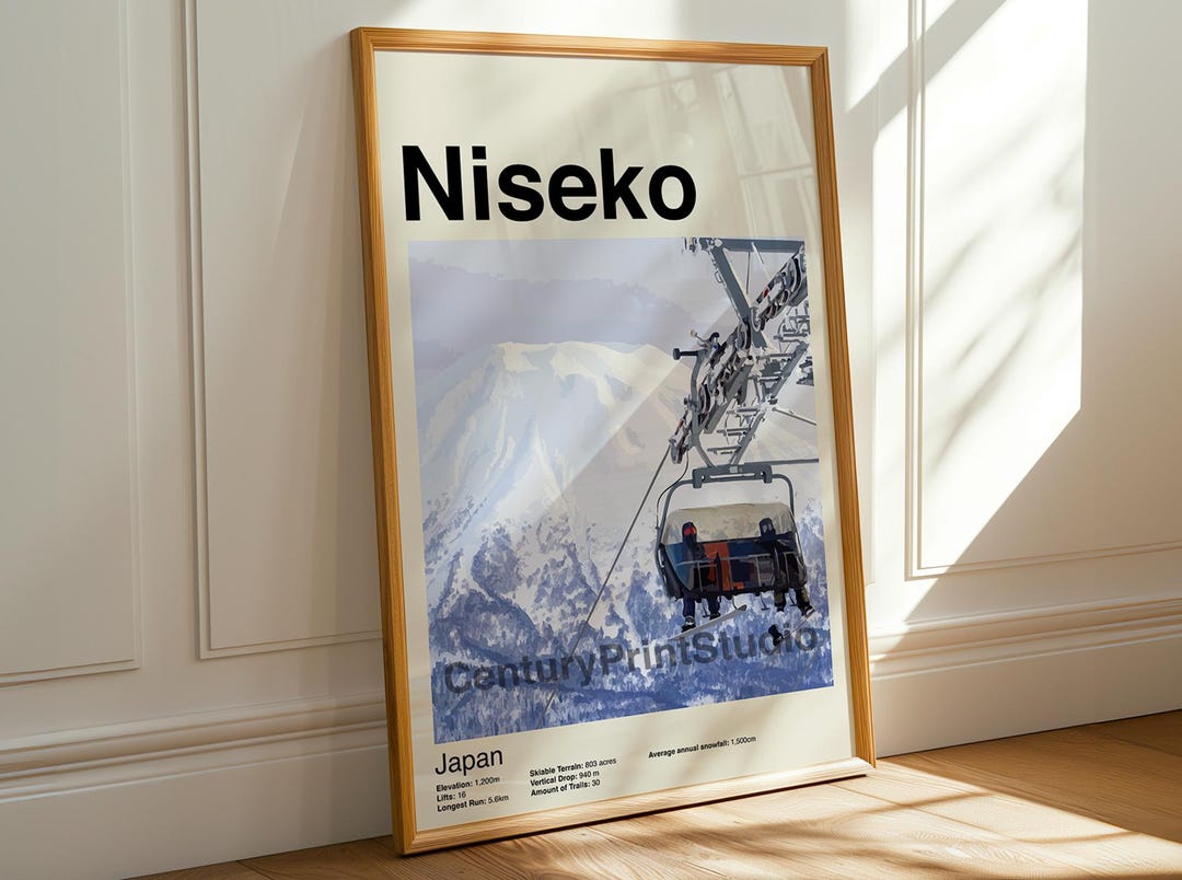 Niseko Ski Resort Poster, Japanese Mountain Wall Art, Winter Sport ...