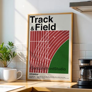 Track & Field Mid-century Modern Poster: Minimalist Running Wall Art - Etsy