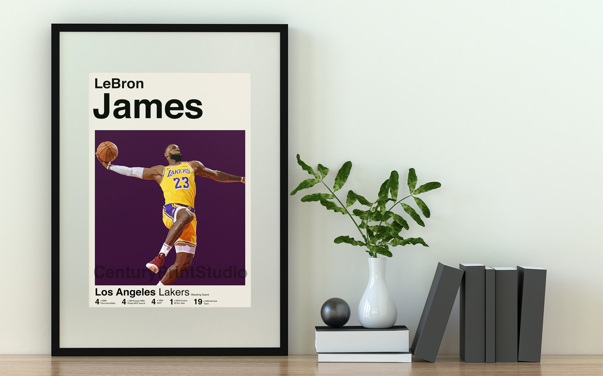 Lebron James Inspired Poster Los Angeles Lakers Basketball Minimalist, Mid-Century Modern