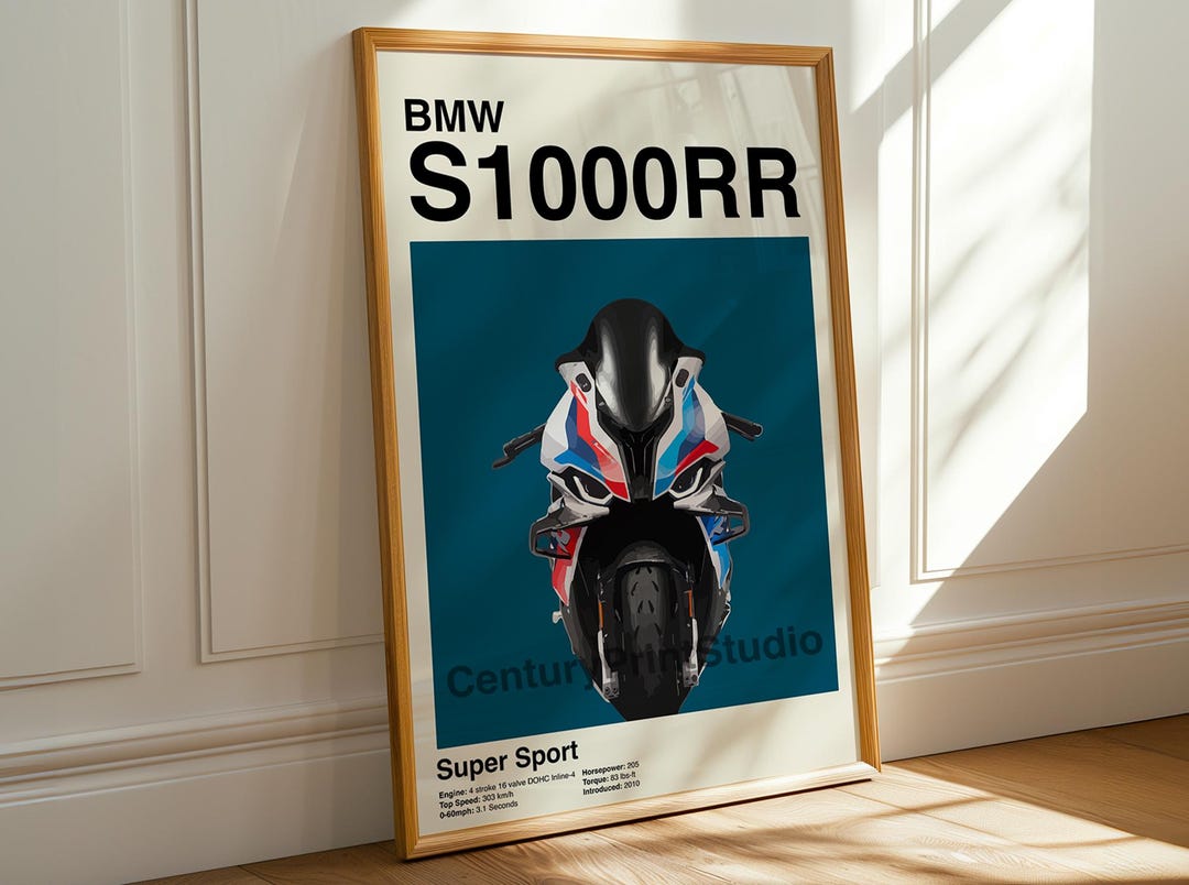 BMW S1000RR Poster, German Superbike Art, Modern Motorcycle Decor, Gift ...