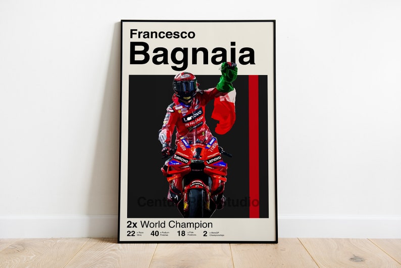 Pecco Bagnaia Poster, Motogp Ducati Minimalist, Mid-century Modern ...