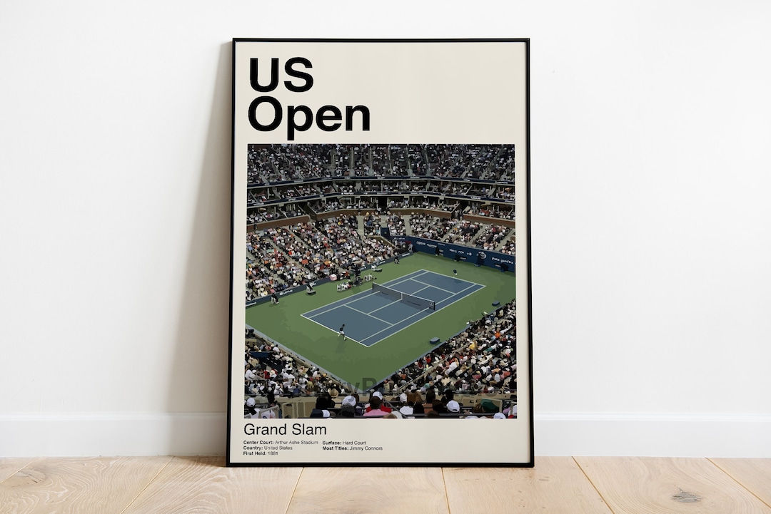 US Open Poster, Tennis Grand Slam Print, Flushing Meadows, Minimalist ...