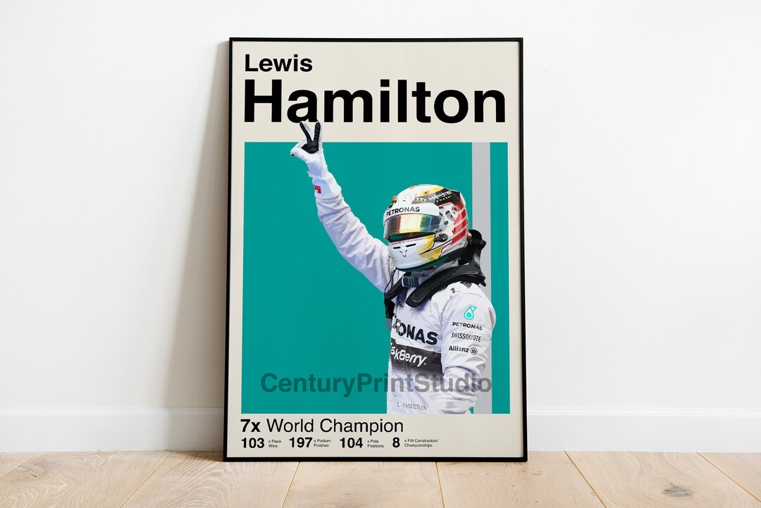 Lewis Hamilton F1 Poster, Mercedes AMG Petronas Print, Formula 1 Print ...