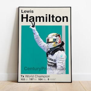Lewis Hamilton F1 Poster, Mercedes AMG Petronas Print, Formula 1 Print ...
