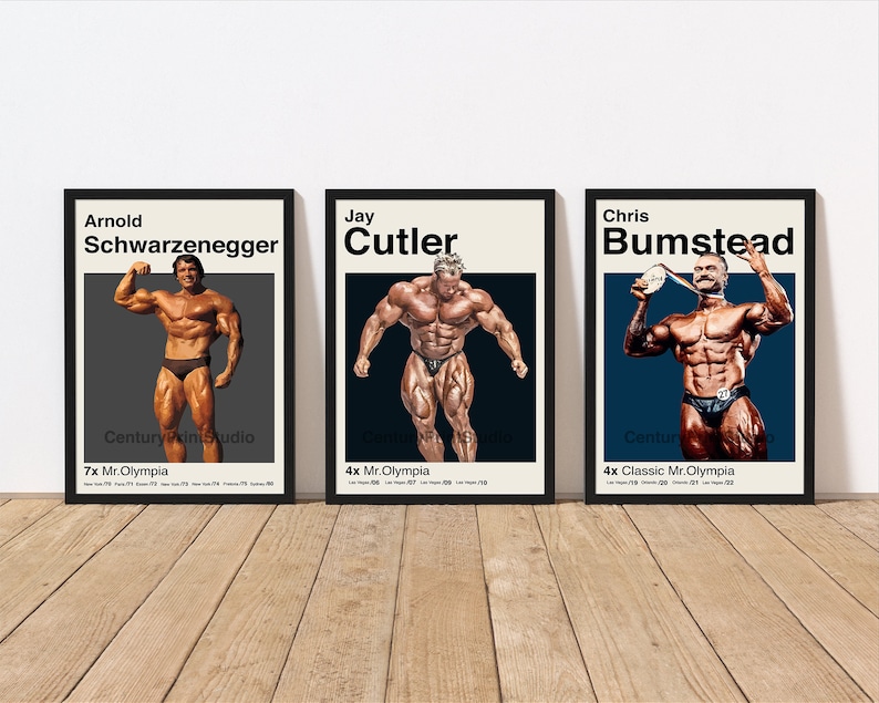 Bumstead Schwarzenegger Cutler Poster, 16 X 24 Body Building Minimalist ...