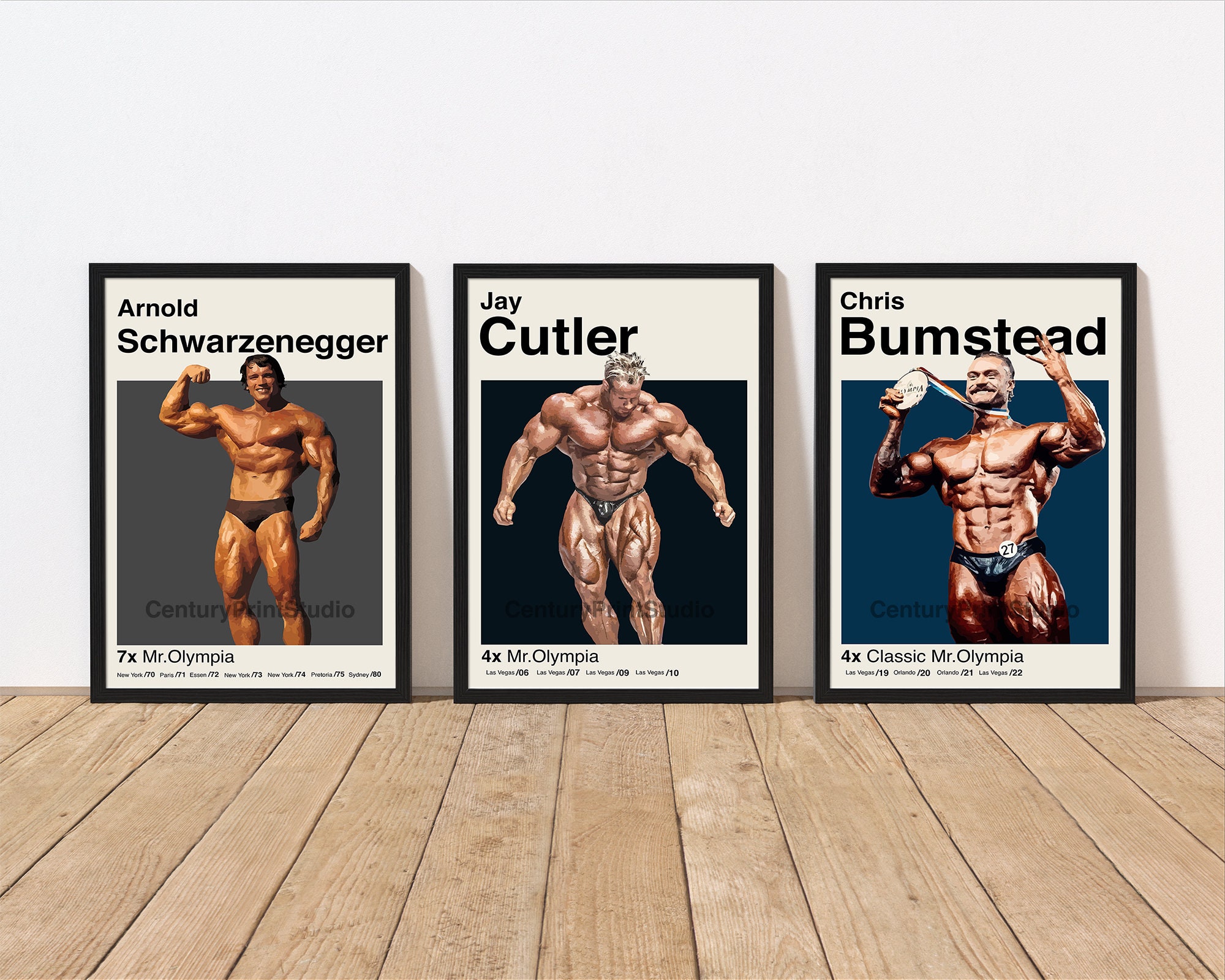 Bumstead Schwarzenegger Cutler Poster, 16 X 24 Body Building Minimalist ...