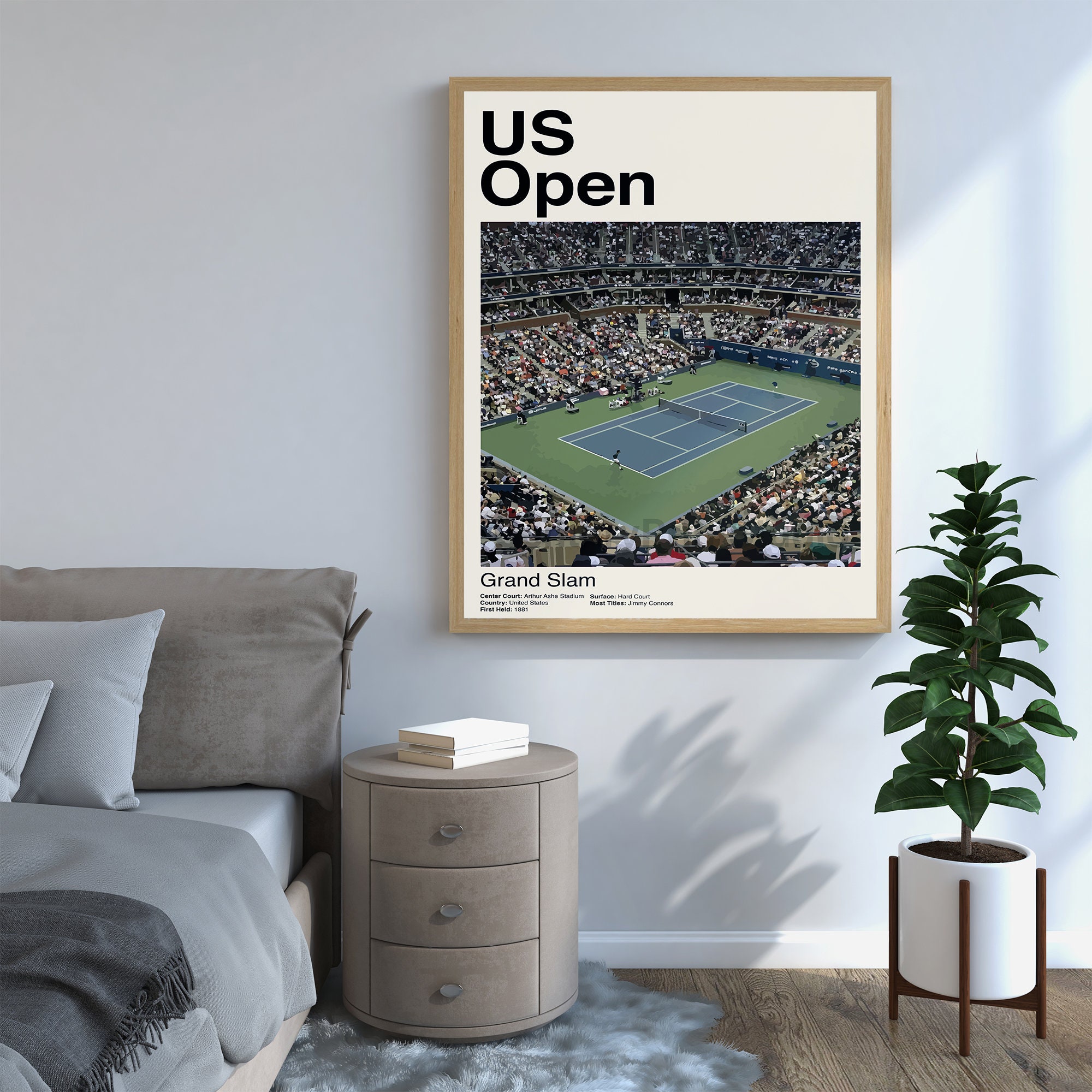US Open Poster, Tennis Grand Slam Print, Flushing Meadows, Minimalist ...