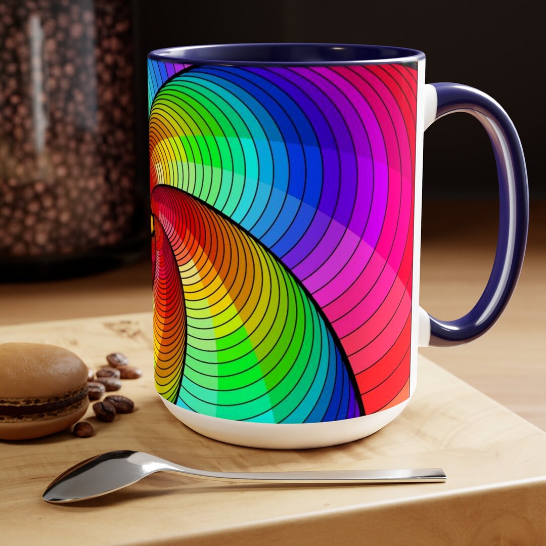 Funky Spirograph Two-tone Coffee Mug 15oz Coffee Cup Large - Etsy