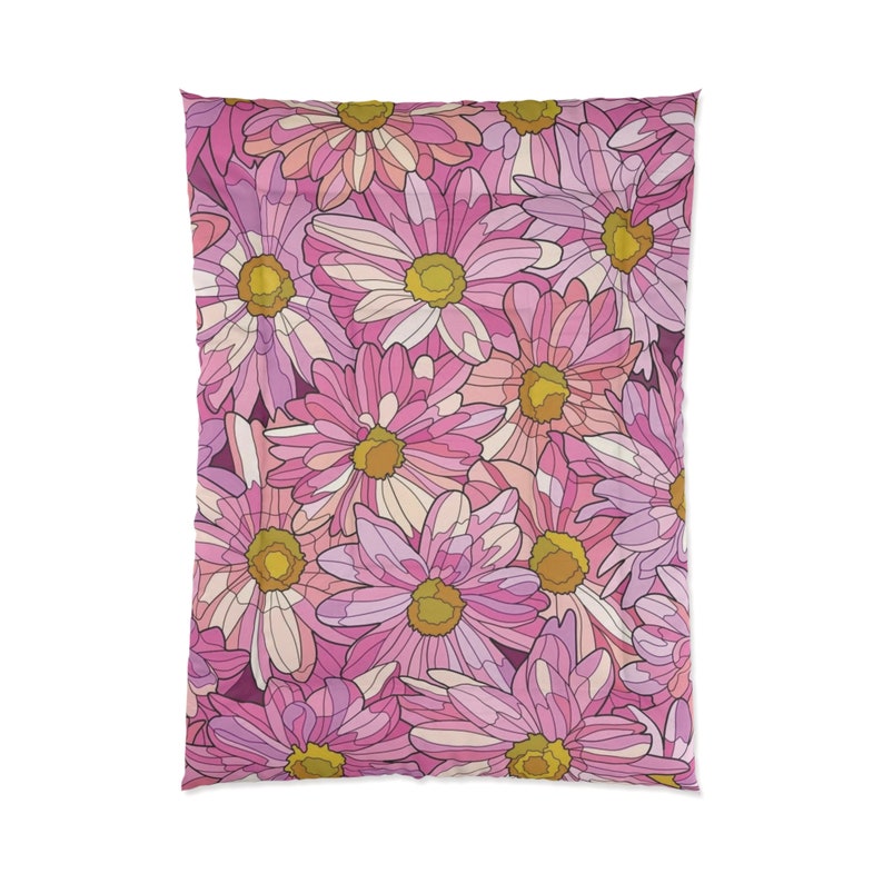 Pink Floral Design Comforter, Floral Comforter, Pink Daisy Comforter ...