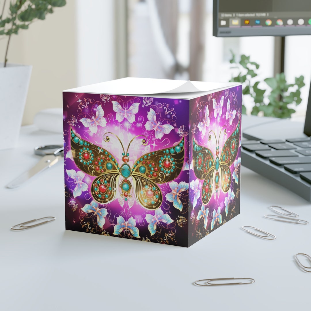 Butterflies Note Cube, Purple Butterfly Note Pad, Butterfly Lover Note ...