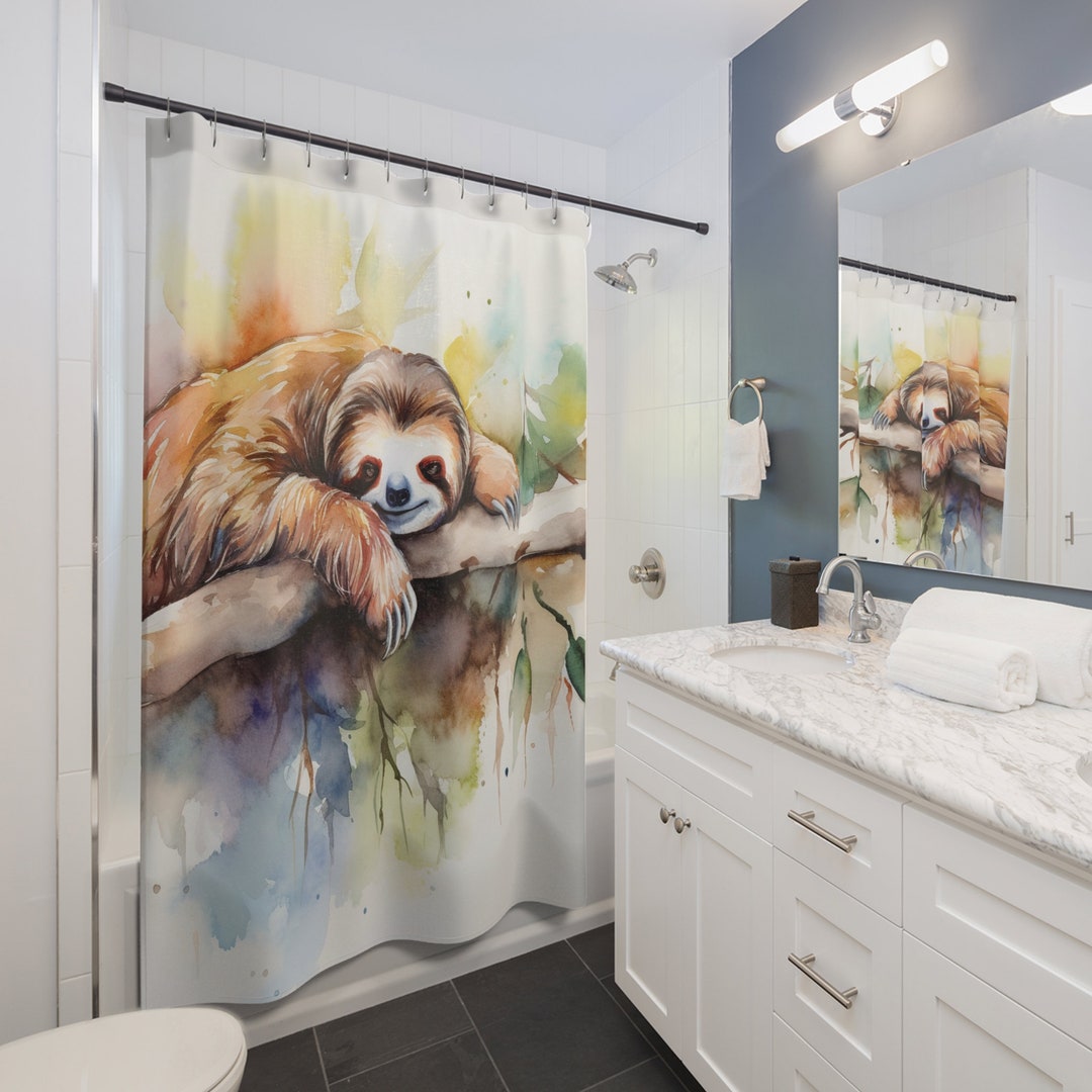 Sloth Design Shower Shower Curtain, Bathroom Curtain, Bathroom Decor ...