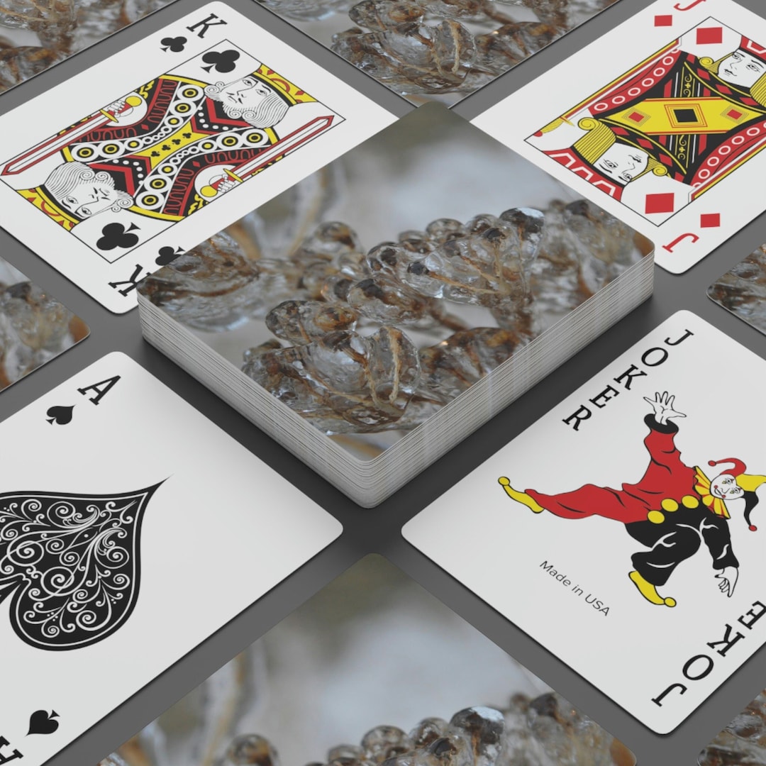 Poker Cards : Freezing Rain, Ice on Roadside Plant. Playing Cards, Game ...