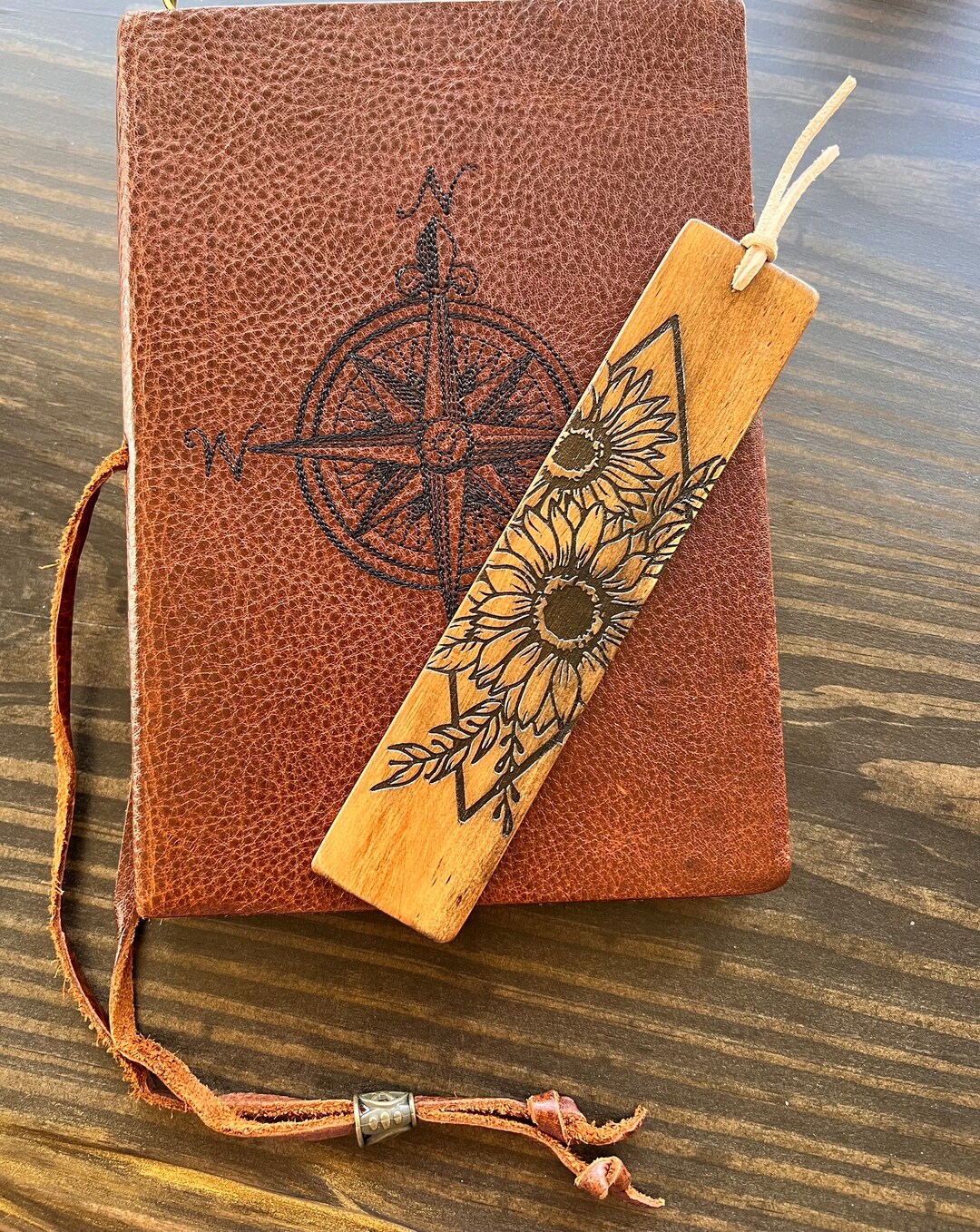 Handmade Wood Bookmark, Large Diamond Sunflower Bookmark, Laser ...