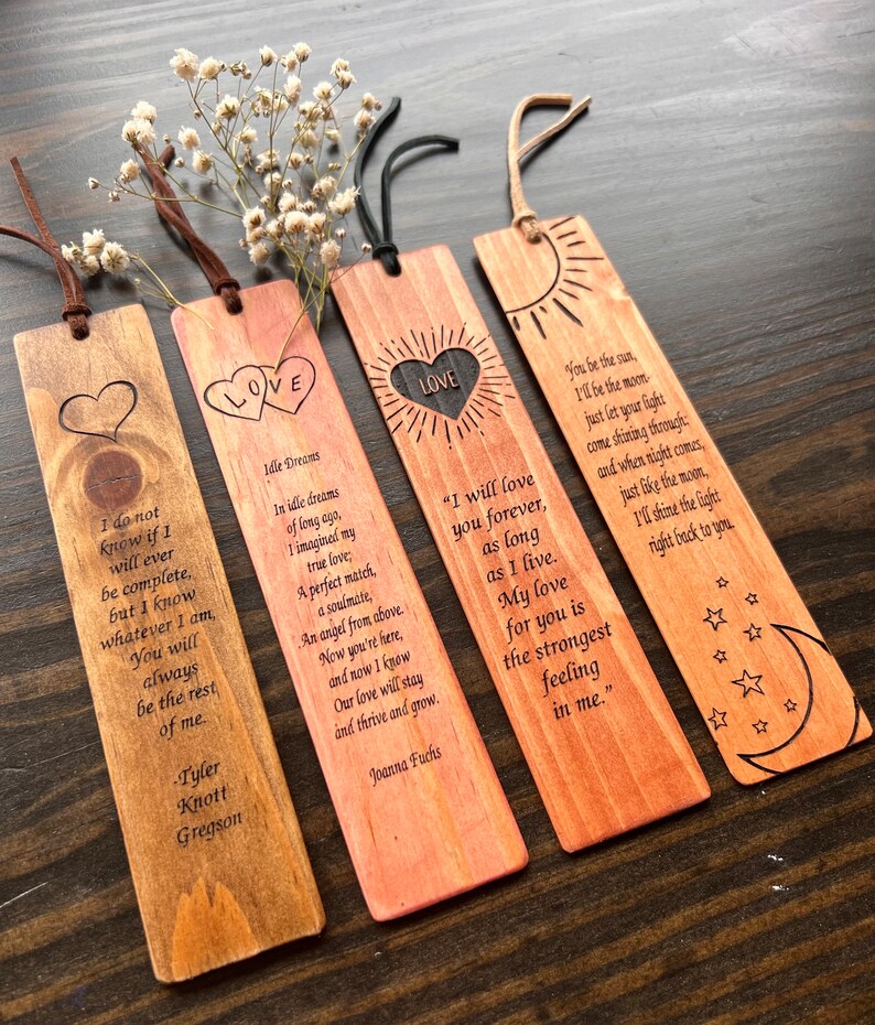 Handmade Wooden Bookmark, Love Quote Bookmark, Valentines Day Gift ...