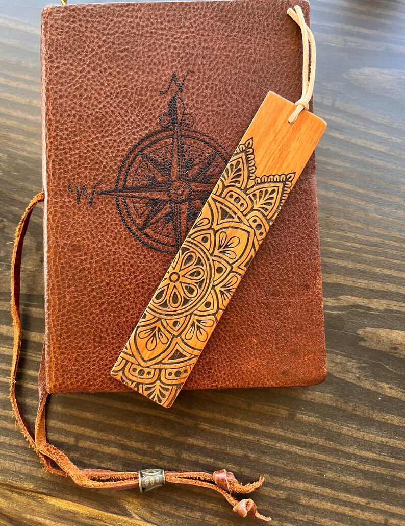 Handmade Wood Bookmark, Big Mandala Bookmark, Laser Engraved Bookmark ...