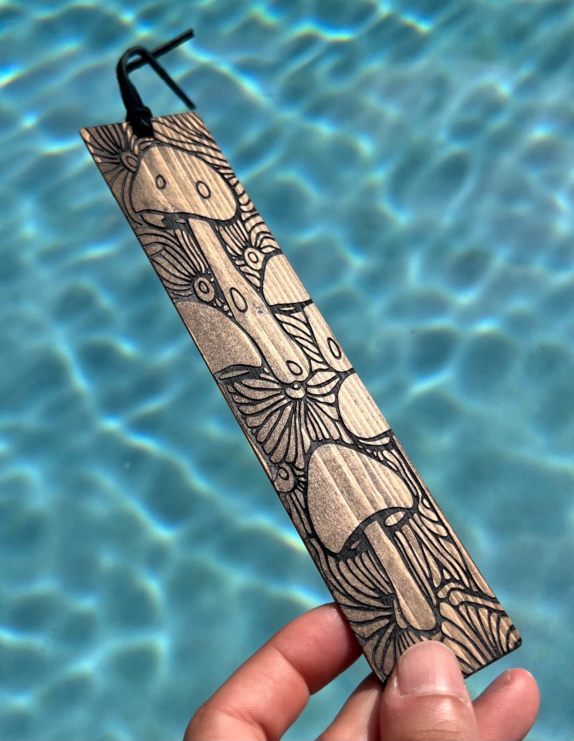 Handmade Wooden Bookmark, Mushroom Bookmark, Mushroom Design, Wooden ...