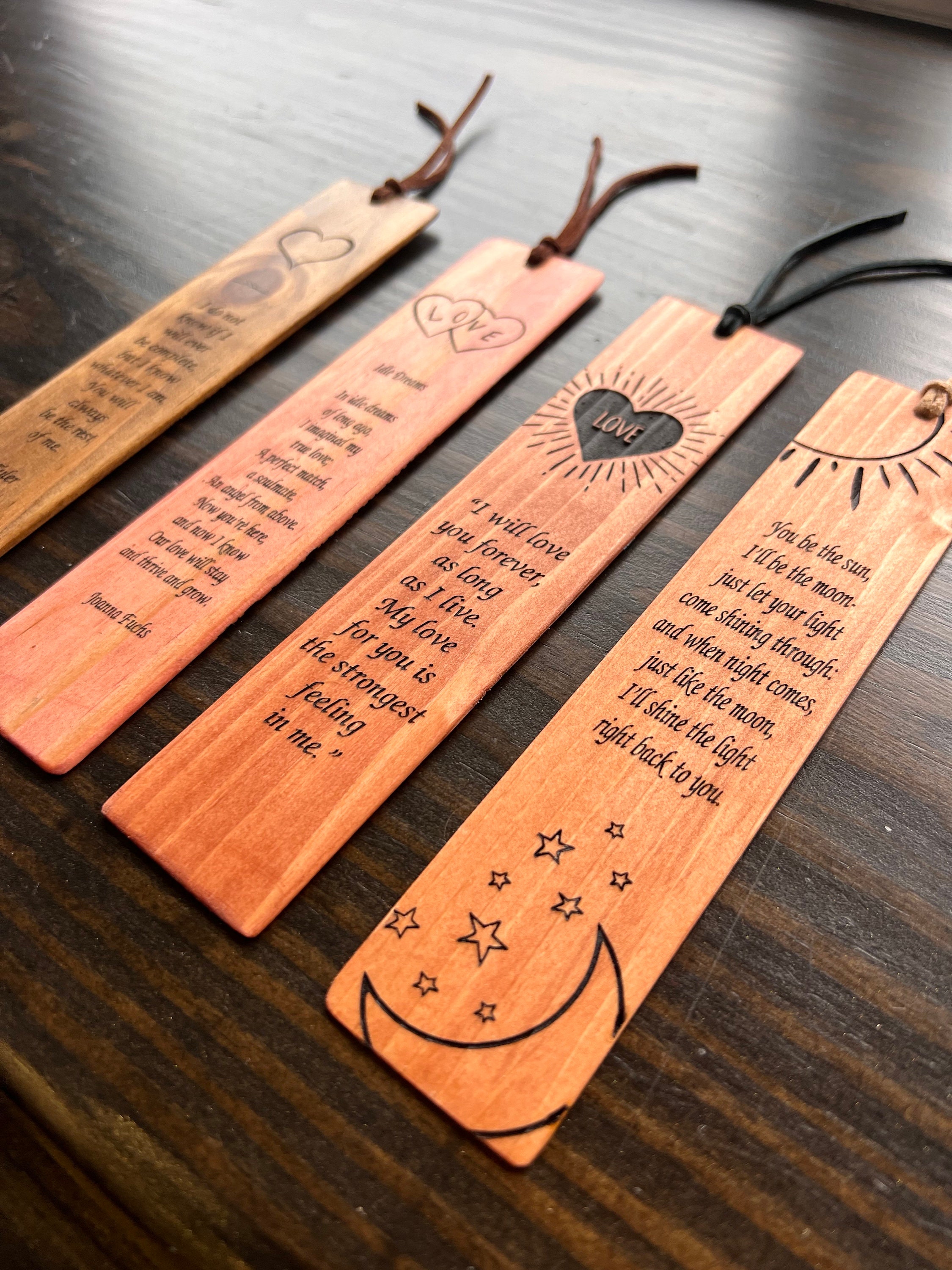 Handmade Wooden Bookmark, Love Quote Bookmark, Valentines Day Gift ...