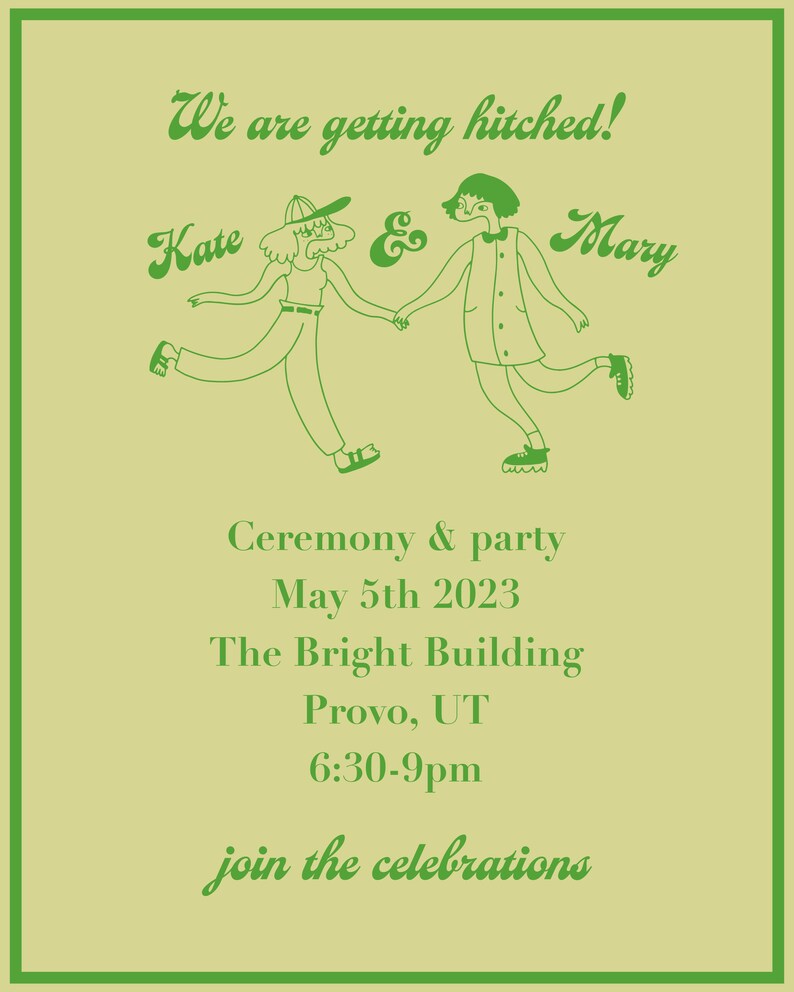 Quirky Cool Creative Portrait Wedding Invitation - Etsy