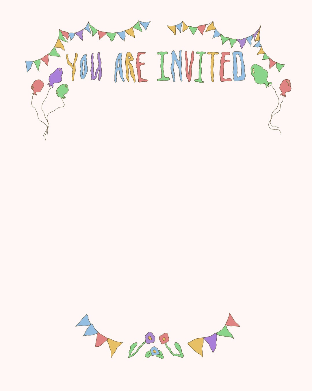 Colorful Party Themed Invitation Template - Etsy