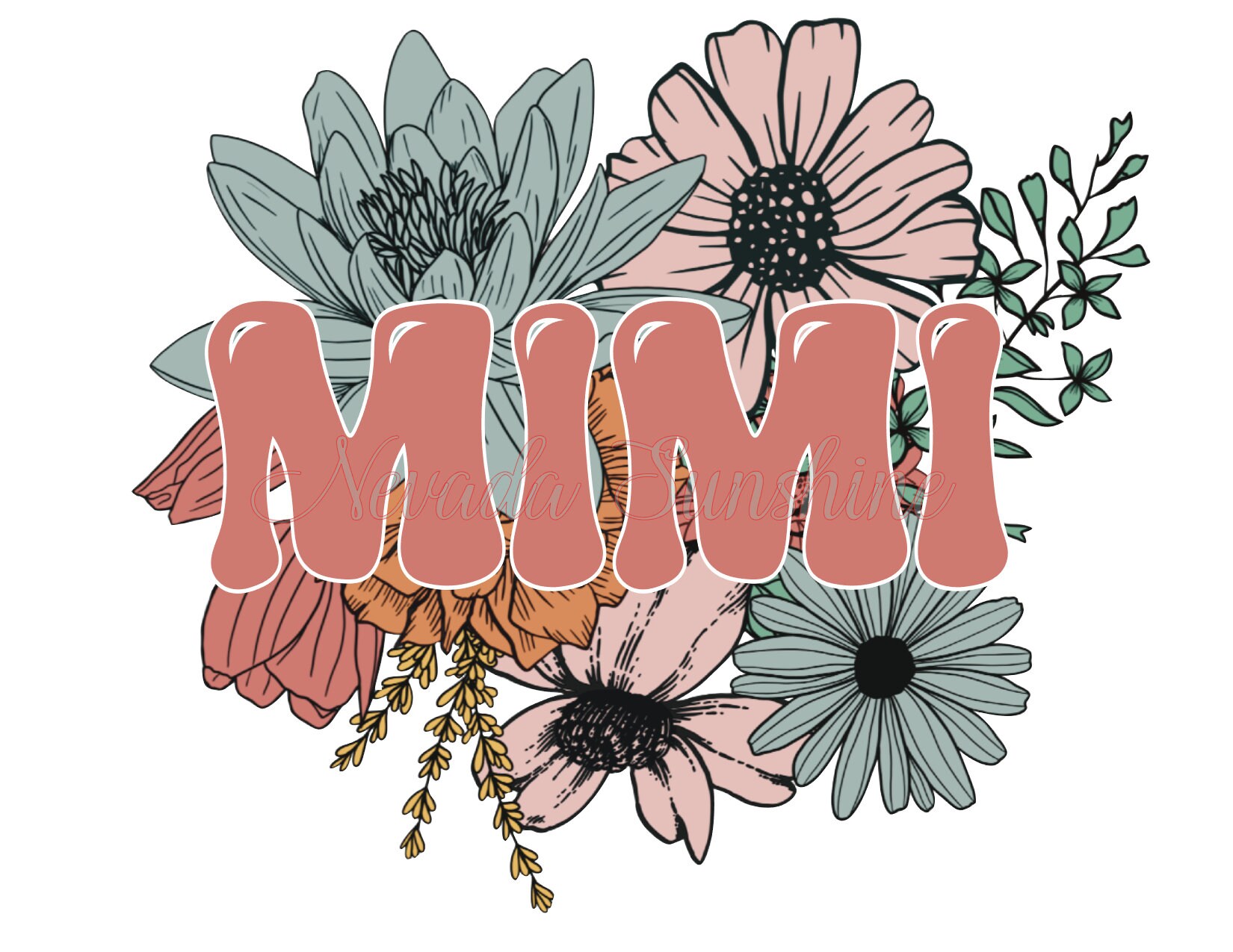 Mimi With Boho Flowers for Sublimation Digital Download PNG File - Etsy