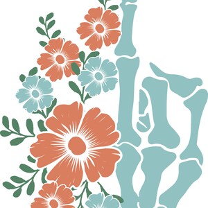 You Give My Middle Finger an Erection Skeleton Finger With Flowers ...