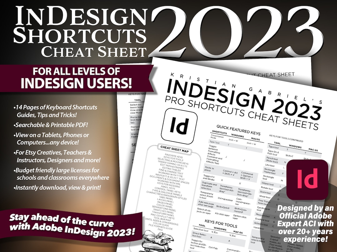 Adobe Indesign Keyboard Shortcuts | PDF Guide | Digital Printable ...
