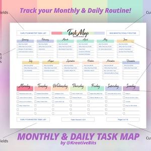 Monthly Task Organizer | Printable Task Template | Monthly Task Tracker ...