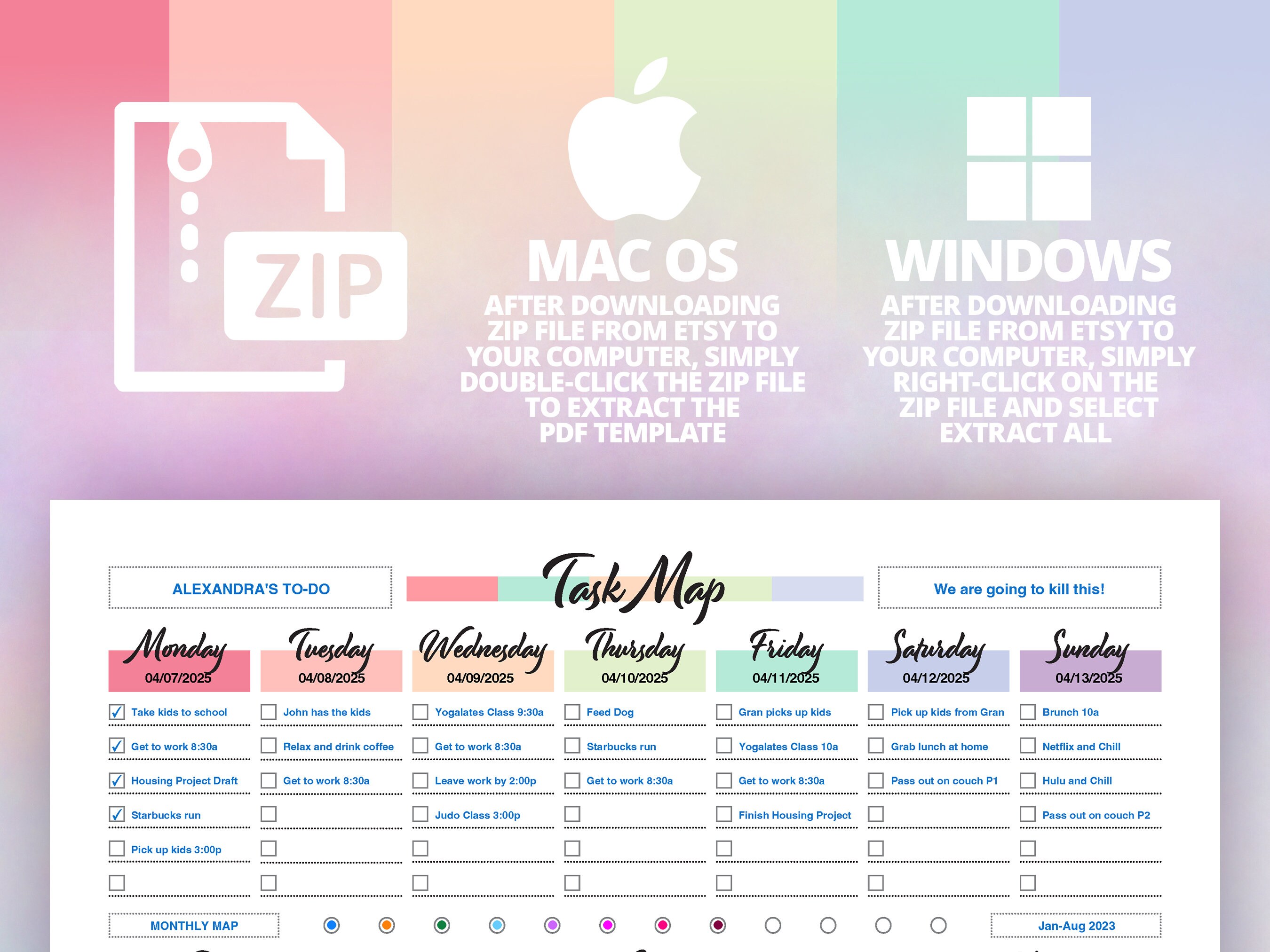 Daily Task Organizer | Task Map | Printable To-do PDF | Daily Task ...