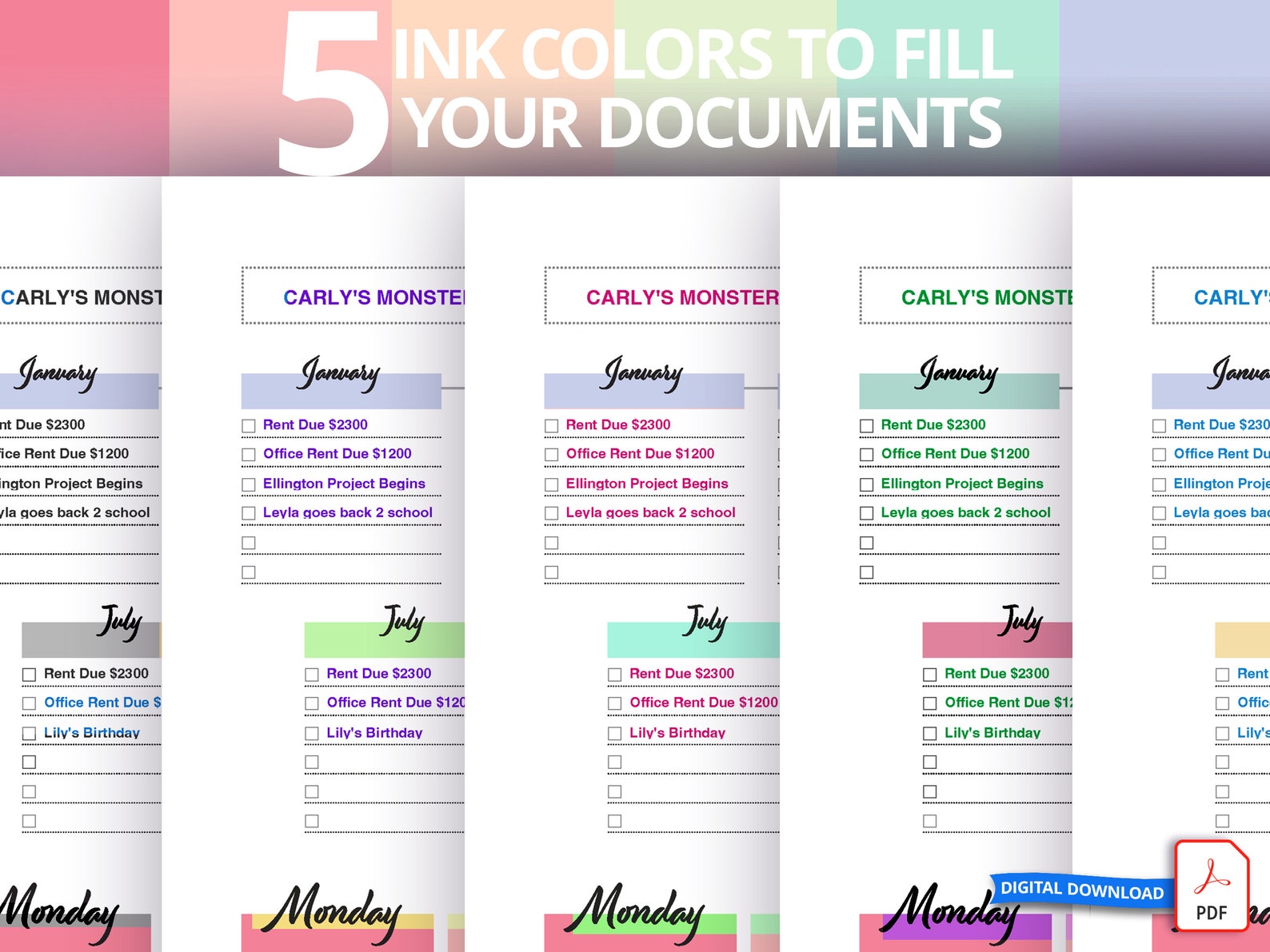 Monthly Task Organizer | Printable Task Template | Monthly Task Tracker ...