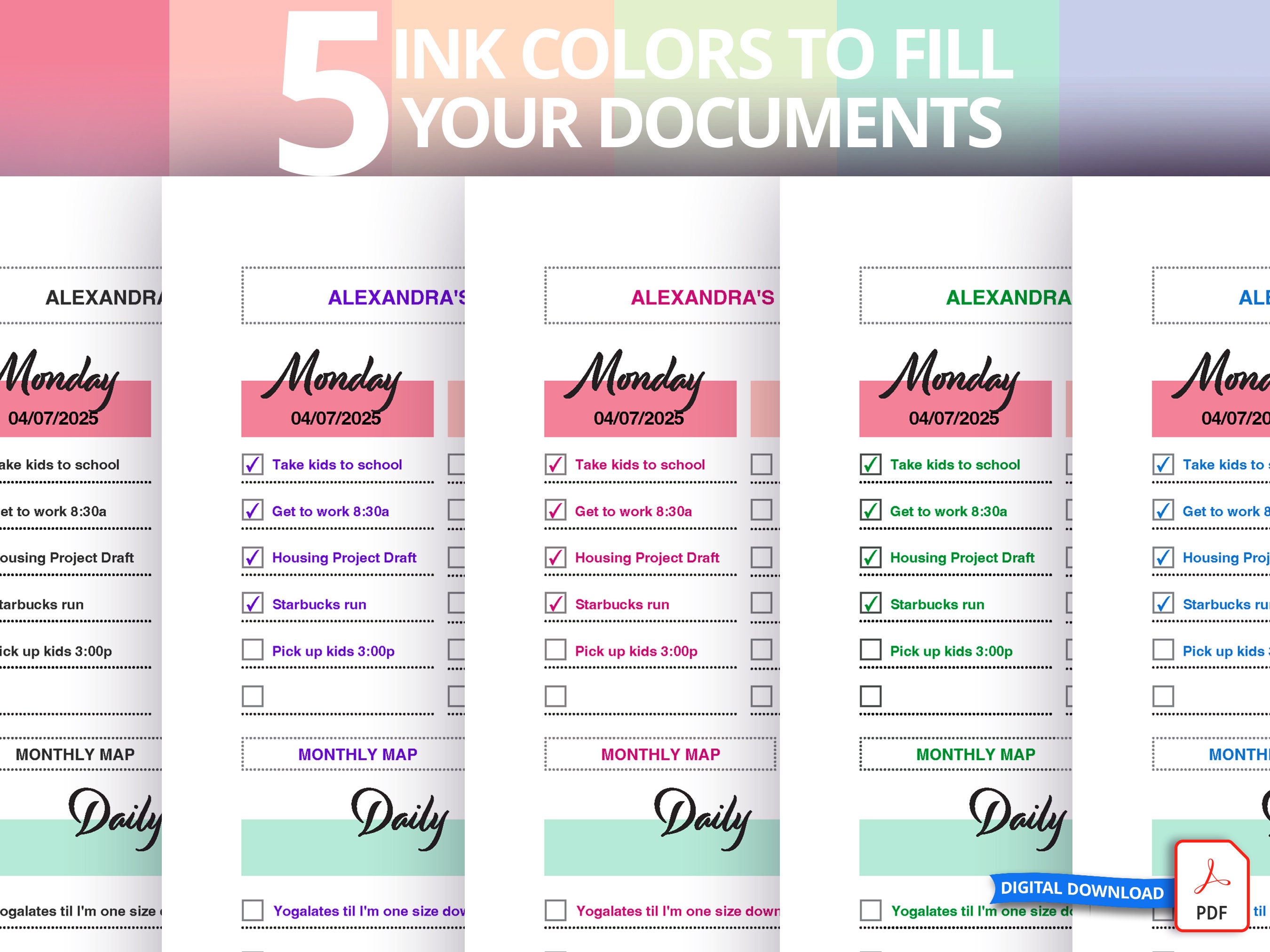 Daily Task Organizer Task Map Printable To-do PDF Daily Task Tracker ...