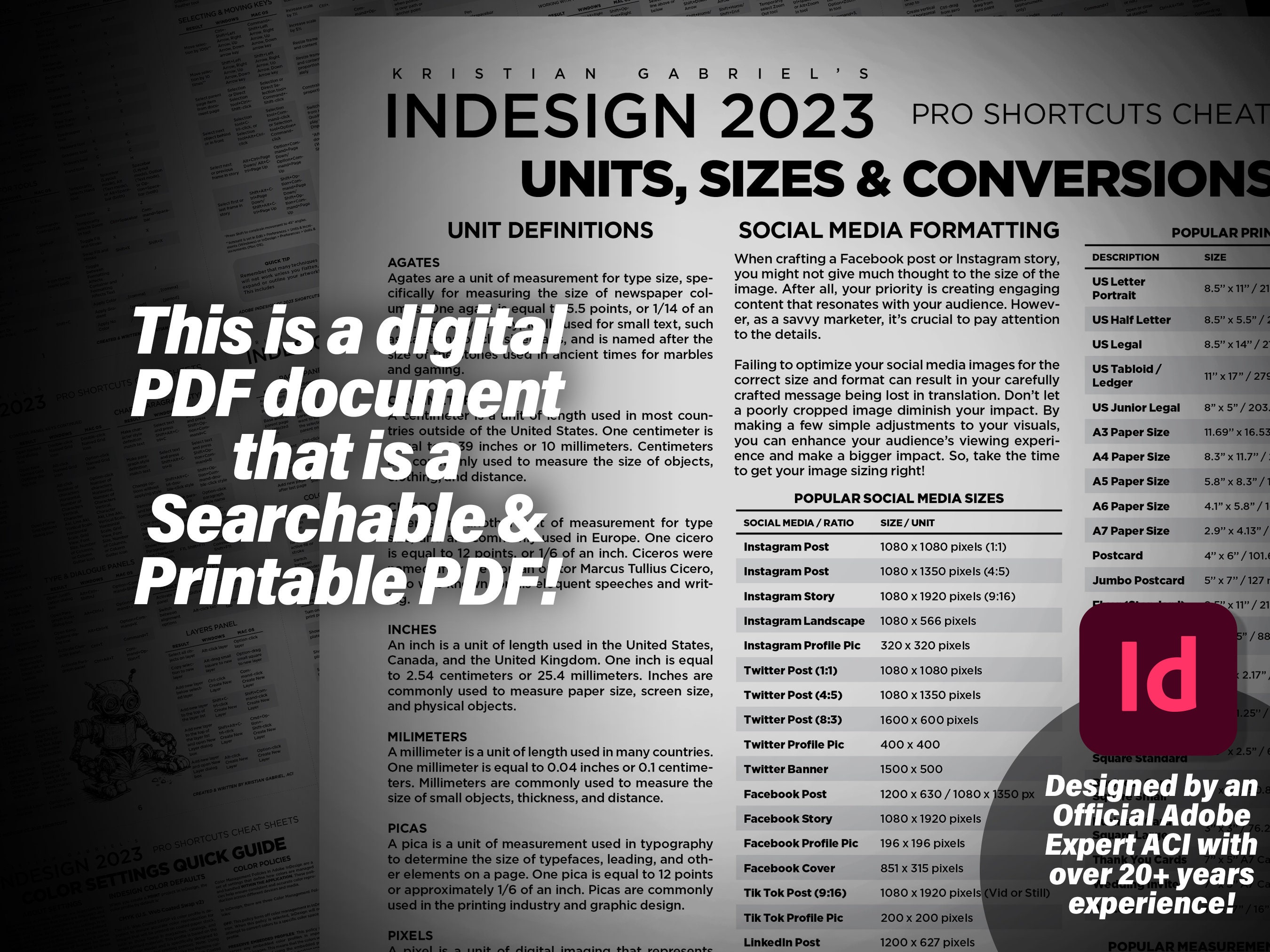 Adobe Indesign Keyboard Shortcuts | PDF Guide | Digital Printable ...