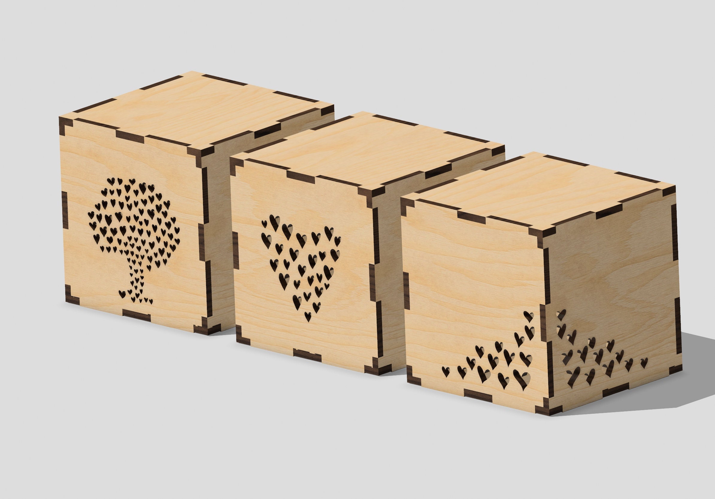 Laser Cut Cube Heart Boxes- 100mm X 100mm- Digital File-(4mm Wood) - Etsy