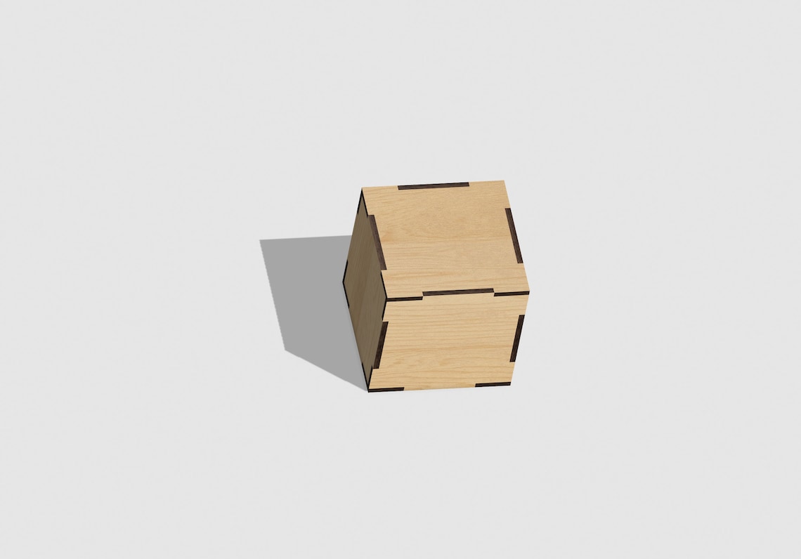 Cube Box- 6 Inch X 6 Inch- 1/4 Inch Thick Wood- Digital File- Laser Cut ...