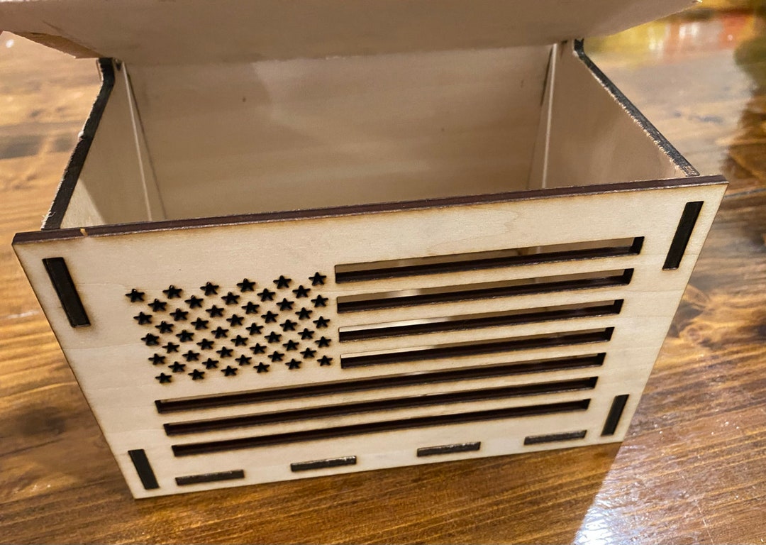 American Flag With Lid Box-digital File- 4mm Wood - Etsy