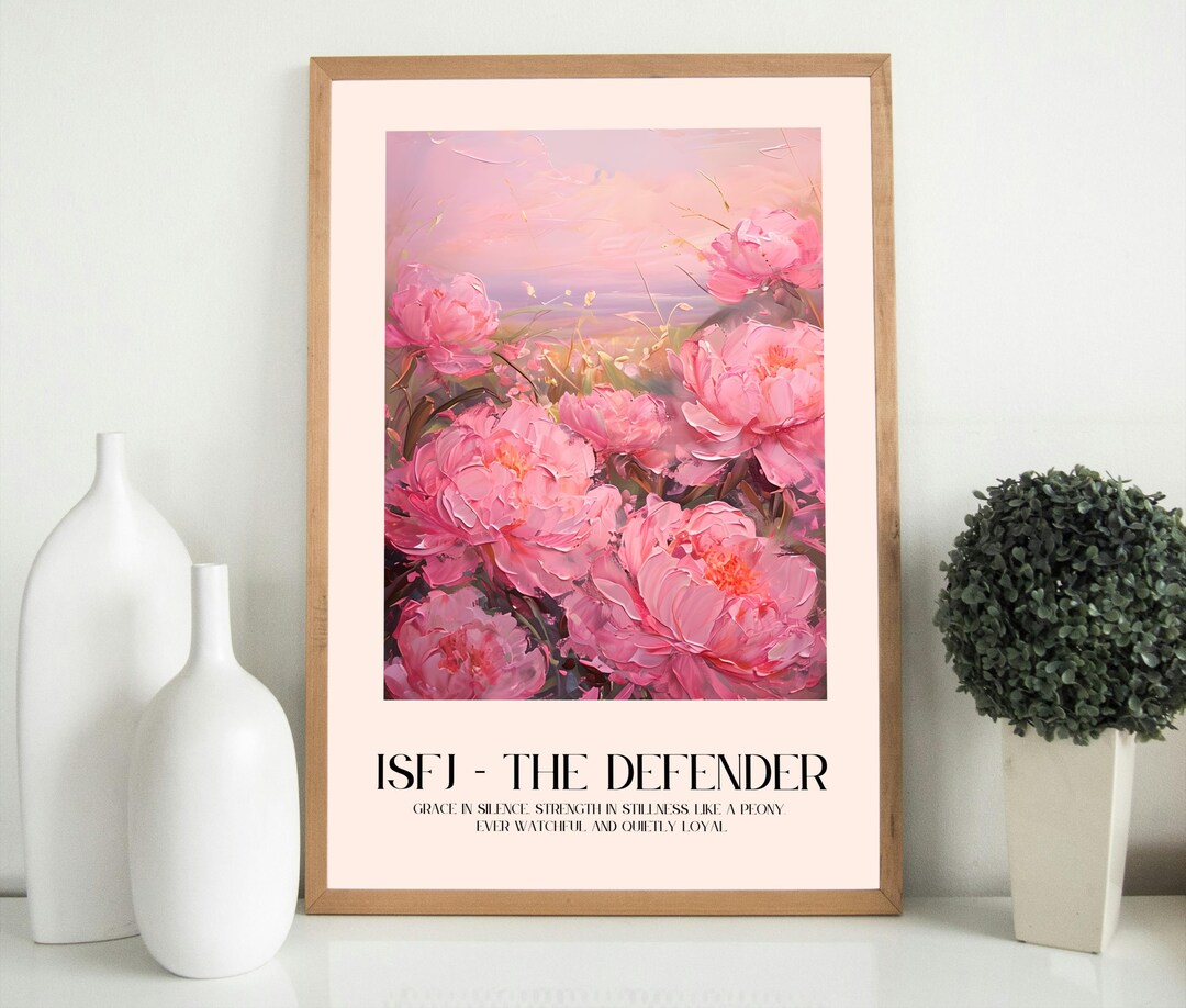 MBTI ISFJ Wall Art | Peony Flower Poster | the Defender Personality ...