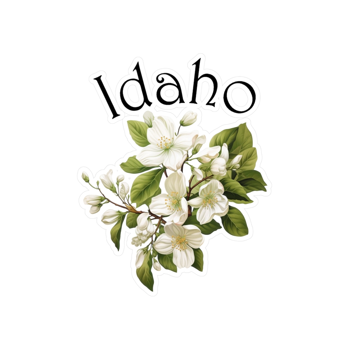 Idaho Syringa State Flower Vinyl Sticker - Show Your Love for Idaho's ...