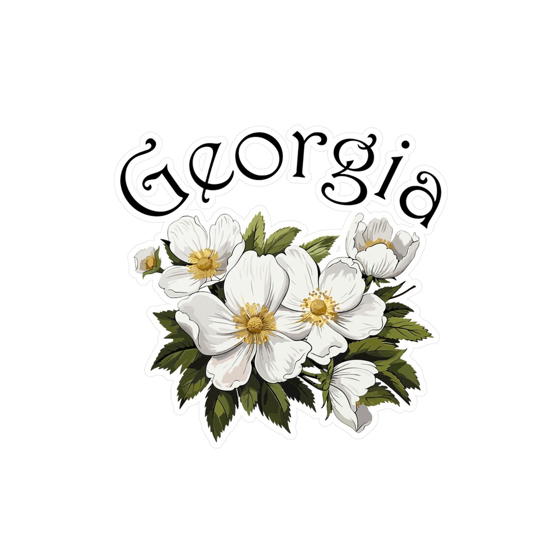 Georgia Cherokee Rose State Flower Vinyl Sticker Show Your Love for ...