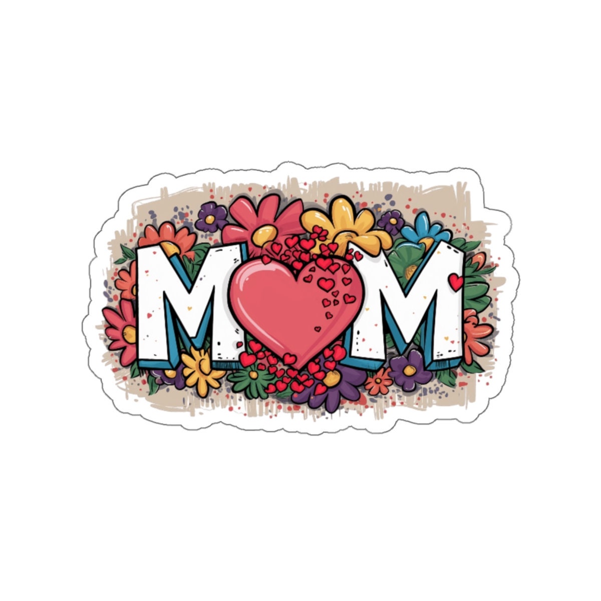 Mom - Die-cut Stickers | Hearts and Flowers - Etsy