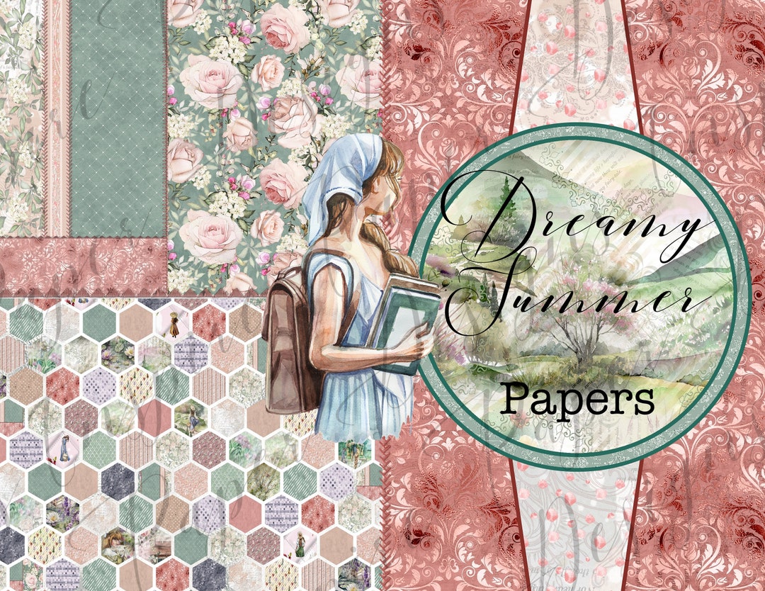 Digital Papers, Dreamy Summer Theme, for DIY Scrapbooking, Photo Albums ...