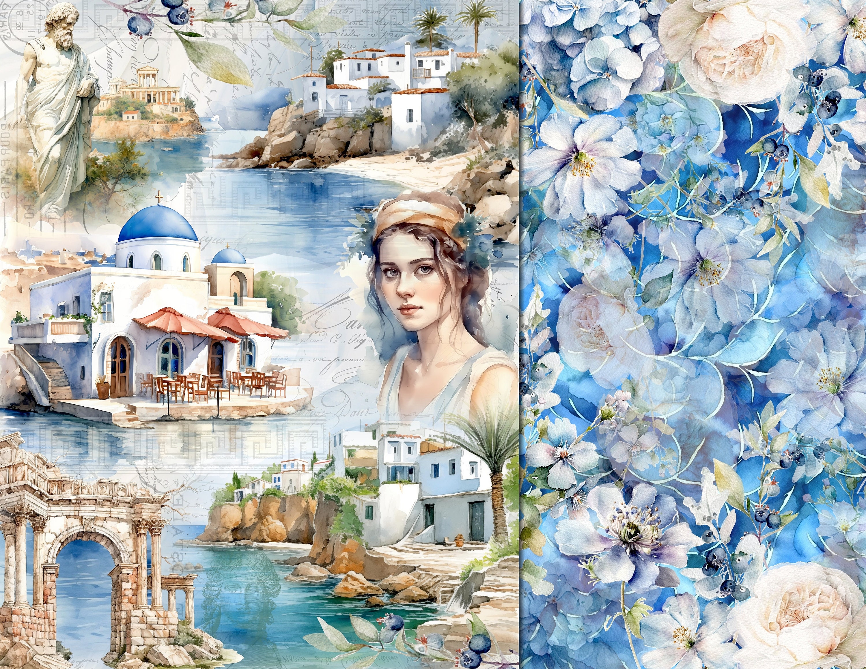 Memories of Greece Digital Papers, for DIY Scrapbooking, Photo Albums ...