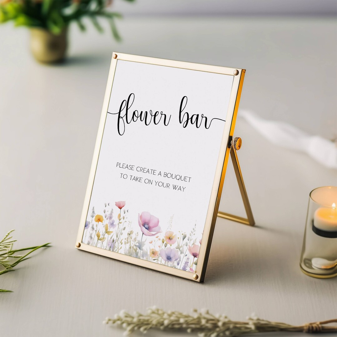 Wildflowers Bouquet Sign Template, Flower Bar Sign, Summer Spring ...