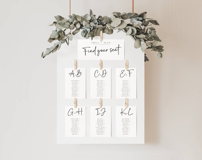Seating Chart With Cards Alphabetical, Seating Chart by Last Name ...