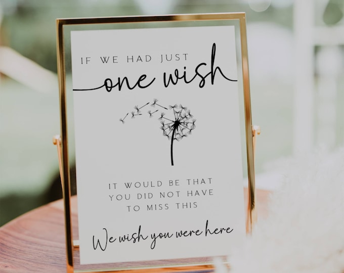 Wish You Were Here Wedding Sign, Simple Memorial Table Decor, in Loving ...