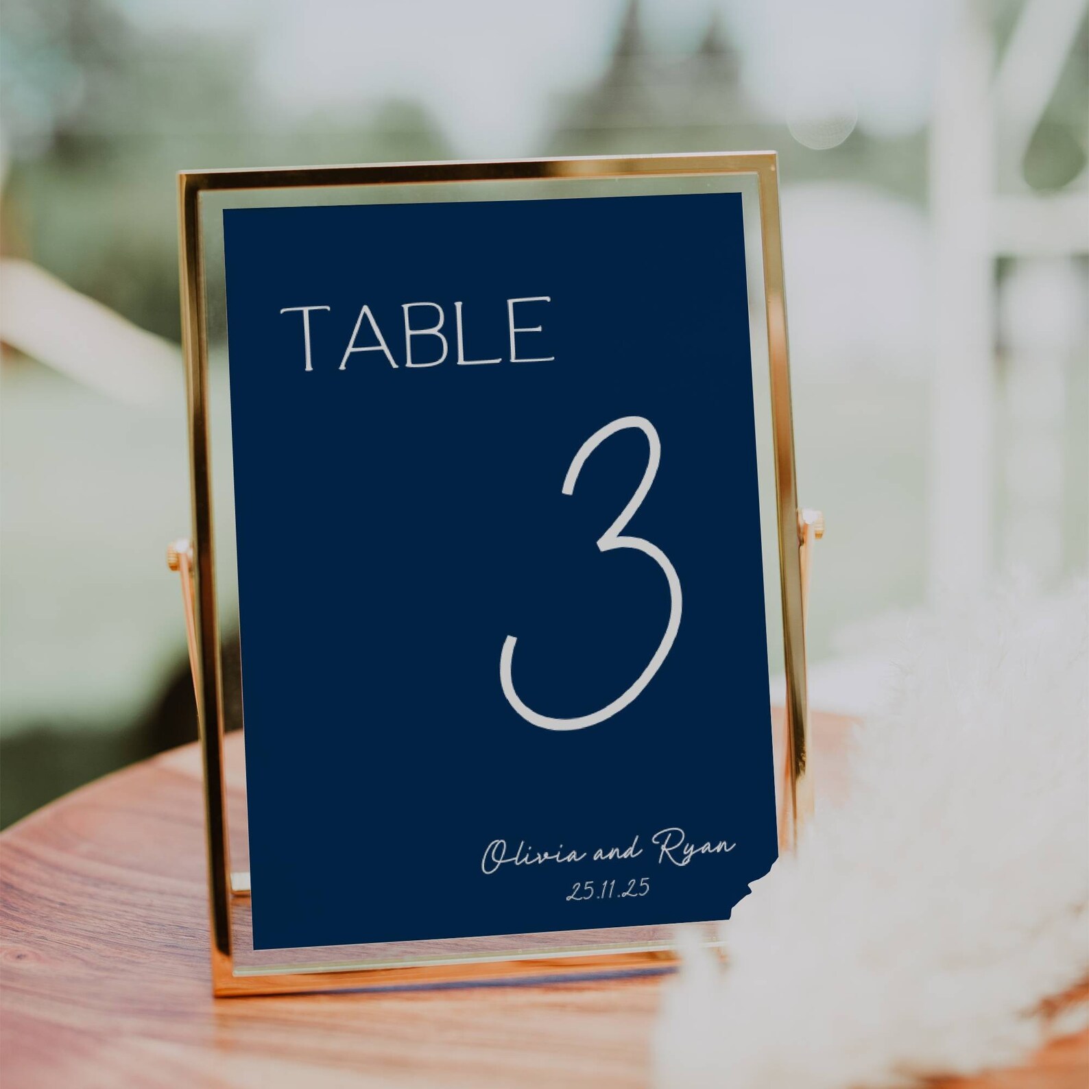 Navy Table Number Sign Template, Table Numbers for Wedding, Navy Blue ...