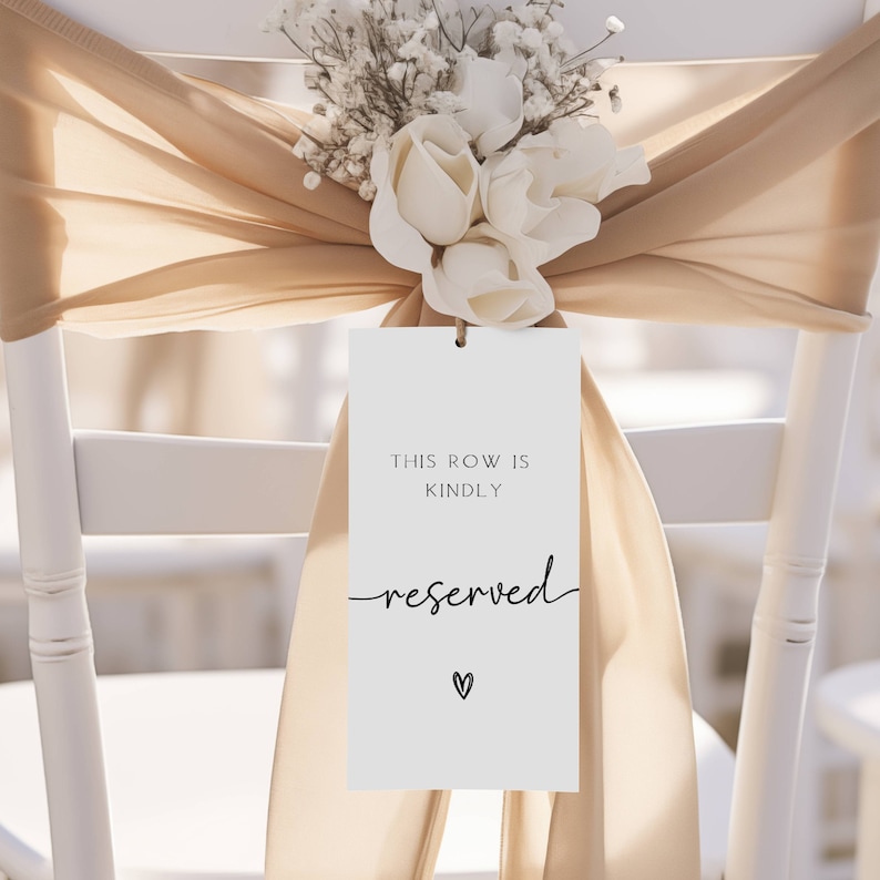 Reserved Row Sign Template: Elegant Wedding Seating (instant Download ...